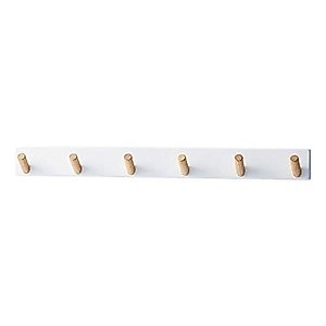 Yamazaki Home Wall-Mounted Saving Coat Hanger-Modern Jacket Holder | Steel + Wood | Hooks, One Size, White