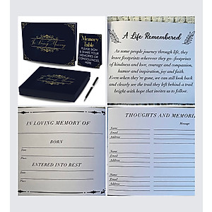Funeral Guest Book, Memory Book Set, Funeral Sign in Guest Book, 285 Guest Entries with Name and Address, 9" 7" Golden Foil Guest Memorial Book, Loving Memorial Guest Sign in Book.