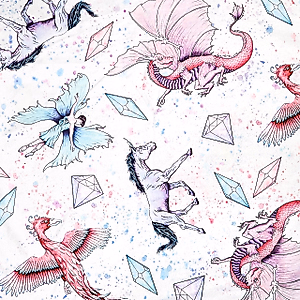 Girl's Dragon, Unicorn Fairy Baby Blanket | 30x40 Inches | Soft Minky Purple Fleece | Unique Baby Gift