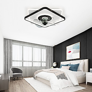 Oaks Aura 20 Inch Low Profile Ceiling Fans with Lights, Reversible,6 Speeds,3 Color Temperature Optional,DC Motor,Modern Flush Mount Ceiling Fan with Remote for Kids Bedroom,Living Room,Kitchen