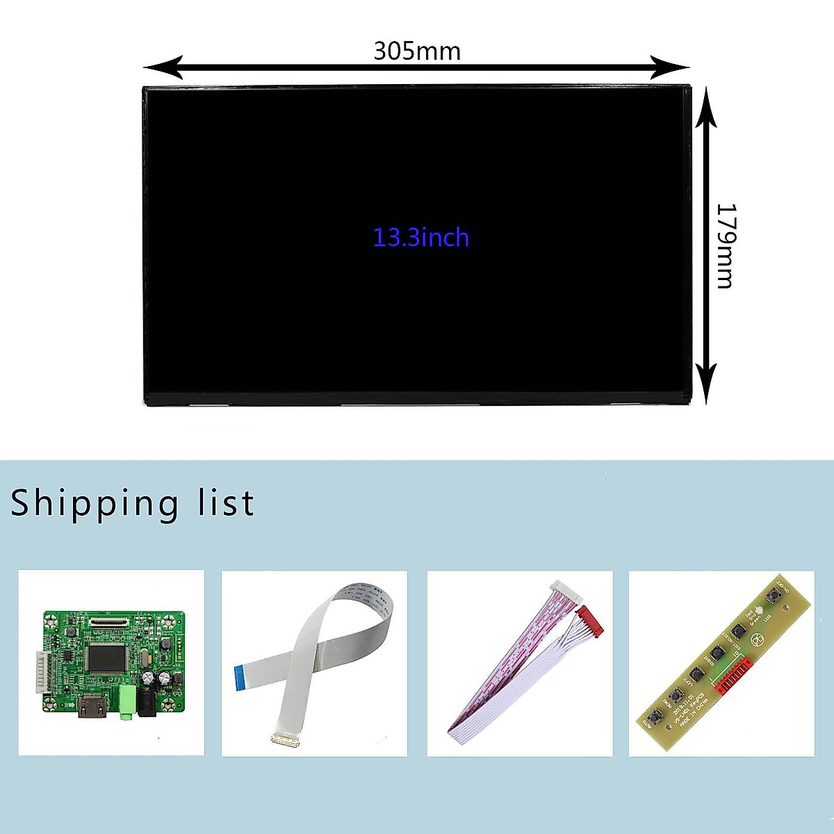 13.3 inch 1920x1080 FHD 400nit 30pin eDP IPS LCD Screen and HDMI Controller Board, for Raspberry PI/Smart Mirror/DIY sub Display