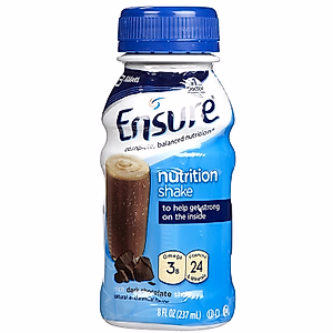 Ensure Complete Balanced Nutrition Rich Dark Chocolate Shake (Pack of 24)