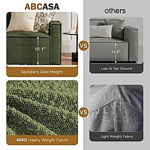 ABCASA 120" Modular Sectional Couches for Living Room, Modern 6 Seater U Shaped Sofa Couch - Boucle Green