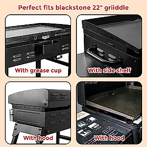 Utheer Wind Guard for Blackstone 22" Griddle, Magnetic Wind Screen for Blackstone Griddle Accessories 22 inch, Fits Griddle with Rear Grease Cup, Hood and Side Shelf, for Blackstone Grill Accessories
