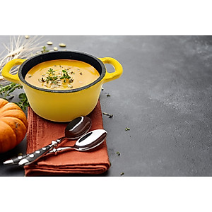 RJ Legend 8.5 oz. Mini Cocotte with Lid, Set of 3 Small Dutch Oven for Baking, Enameled Cast Iron Ramekin, 0.25 Quart, Orange/White/Yellow, 3 Piece