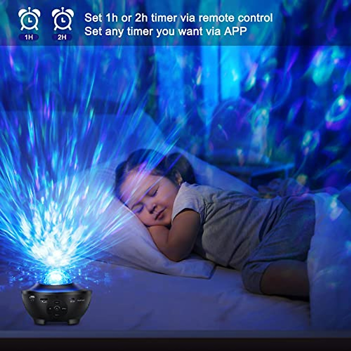 OurLeeme Galaxy Projector - Star Projector Night Light with Music Speaker Surport APP and Voice Control Ceiling Projector Lights for Bedroom - Work with Alexa & Google Assistant
