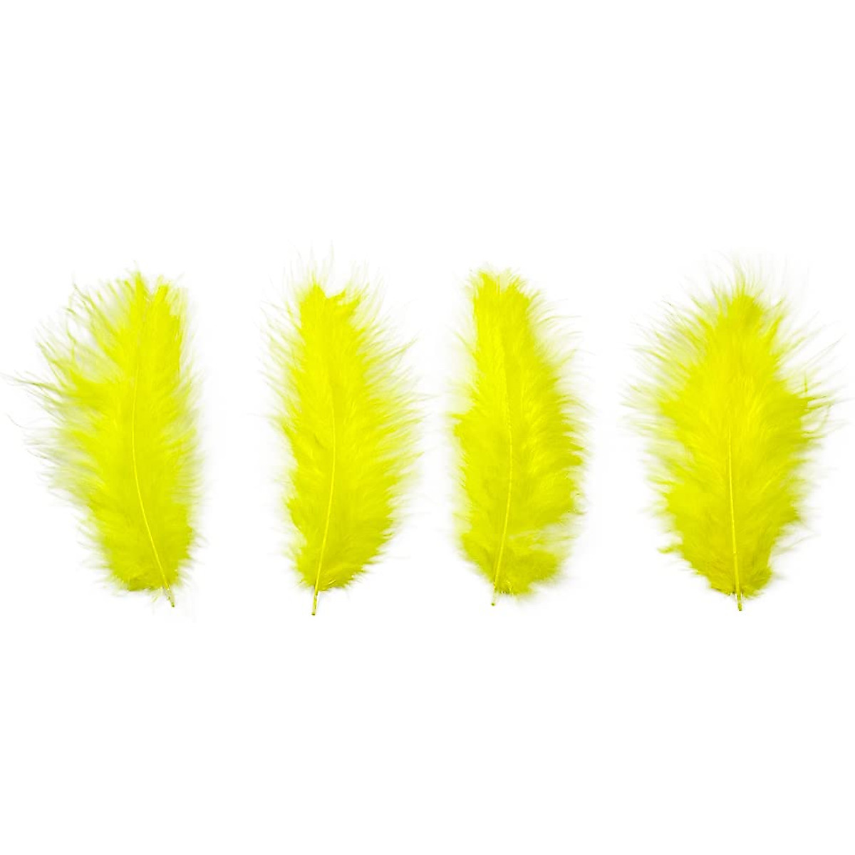 200pcs 4-6 Inches Fluffy Turkey Marabou Feathers for Crafts Dreamcatcher Fringe Trim Colored Feathers Accessories Pack (Yellow)