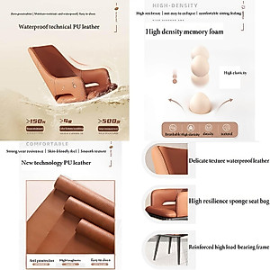 RILOOP Mid Century Modern Dining Chairs,Pu Leather Upholstered Dining Chairs with Black Metal Frame, Kitchen & Dining Room Chairs Armrests Side Chairs for Dining Room,Living Room/C/43 * 44 * 92Cm