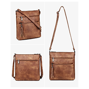 MASINTOR Crossbody Purses for Women, Multi Pocket Casual Crossbody Bag, Adjustable Strap Shoulder Bag with Tassel