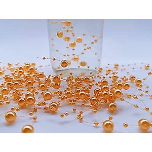NC 50 Pieces Floating Candles Artificial Pearl String 6 Inch Pearl String Filler Vase Fillers for Floating Candles Centerpiece Dinning Table Party Home Bridal Bouquet Centerpiece (Rose Gold)