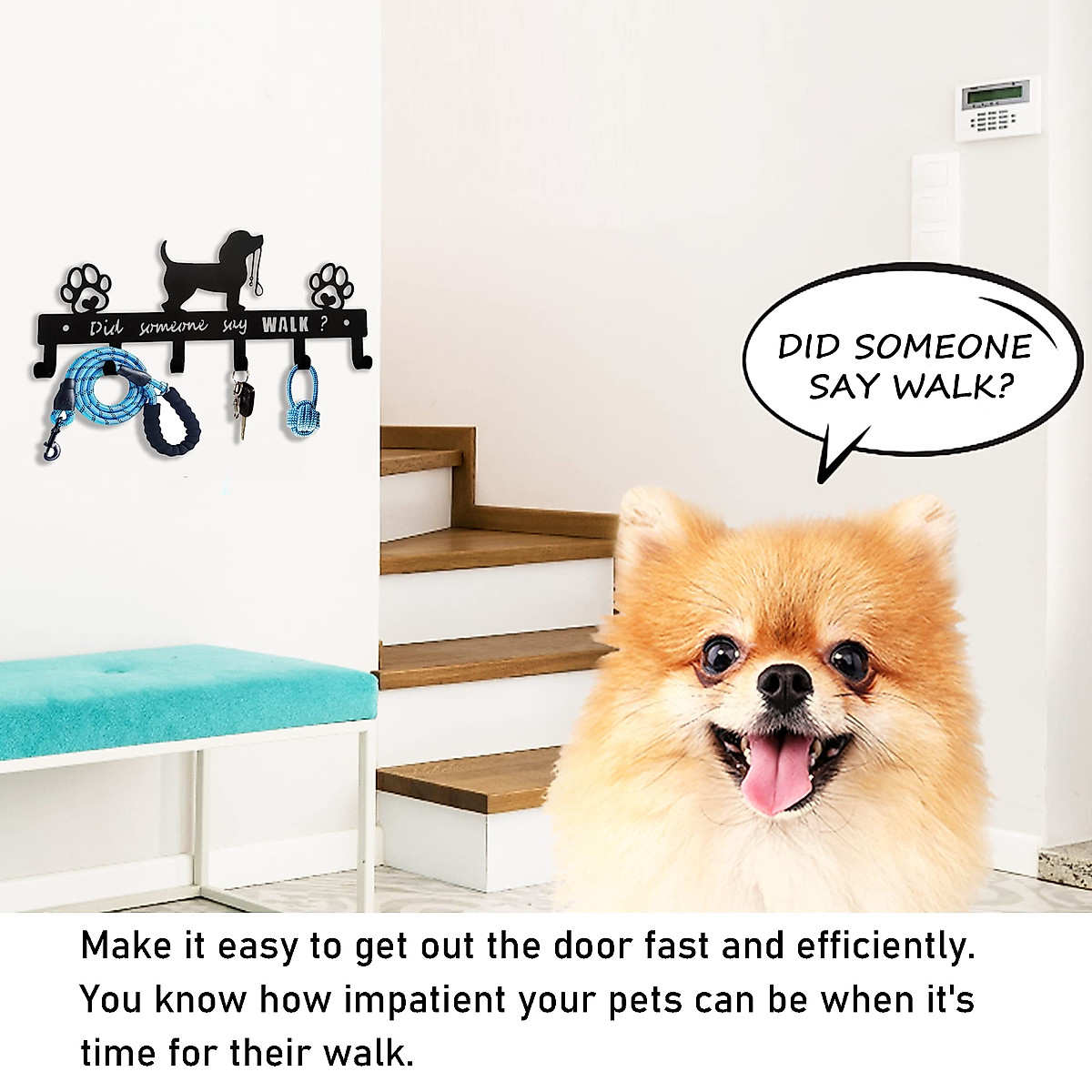 Dog Leash Holder for Wall, Dog Stuff Storage Organizer and Key Holder Wall Mount with Did Someone Say Walk - Dog Leash Dog Stuff Key Organizer Wall for Entryway Farmhouse