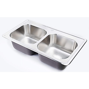 ZUHNE 33x19 Kitchen Sink Drop In for Mobile Homes, Stainless Steel Deep Double Bowl