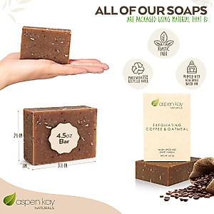 Aspen Kay Naturals Coffee & Oatmeal Exfoliating Soap, Natural and Organic Ingredients. A Wonderful Exfoliating Body Soap, For Men & Women. GMO Free. 4.5 oz Bar (1 Pack)