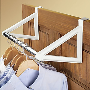 Collections Etc Over the Door Closet Bar Hanging Clothes Rack, No Hardware Required