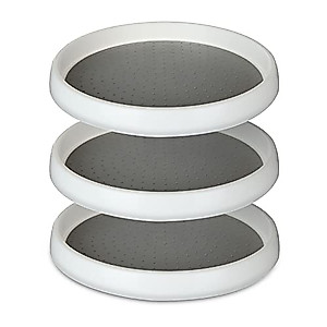 FVIEXE 3PCS Non-Skid Cabinet Lazy Susan Turntable 10 Inch, 360 Degree Rotating Kitchen Spice Rack Spinning Lazy Susan Turntable Organizer, Pantry Countertop Vanity Bathroom Display Stand White / Gray