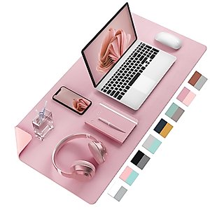 Desk Mat Large Protector Pad - Multifunctional Dual-Sided Office Desk Pad,Smooth Surface Soft Mouse Pad, Waterproof Desk Mat for Desktop, Pu Leather Desk Cover for Office/Home(Purple, 31.5" x 15.7")