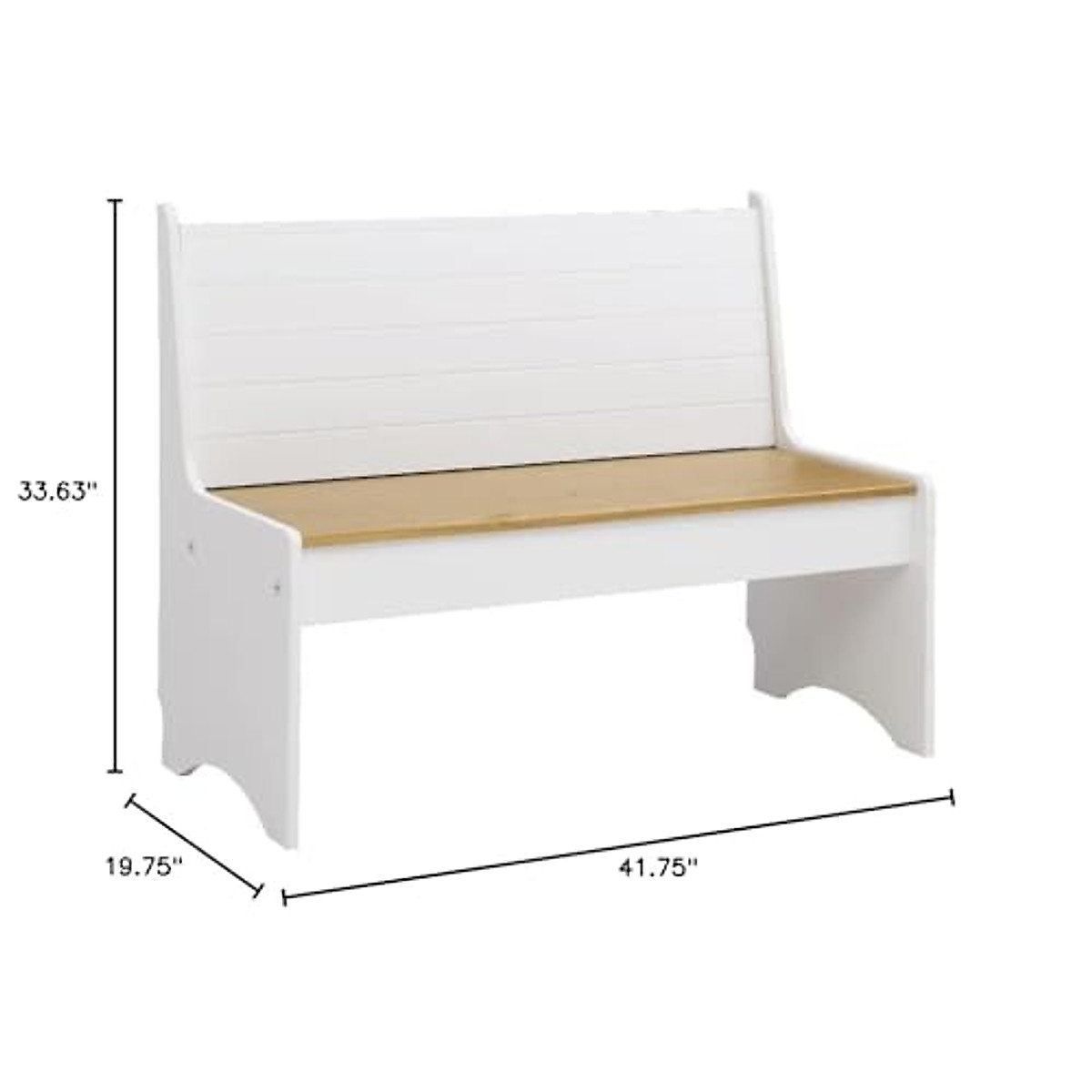 Linon Delk Wood 2 Tone Large Back Rest Bench in Honey and White