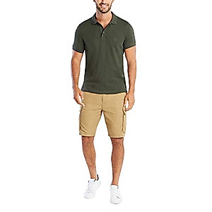 Nautica Men's Slim Fit Short Sleeve Solid Soft Cotton Polo Shirt, Moss Heather, Medium
