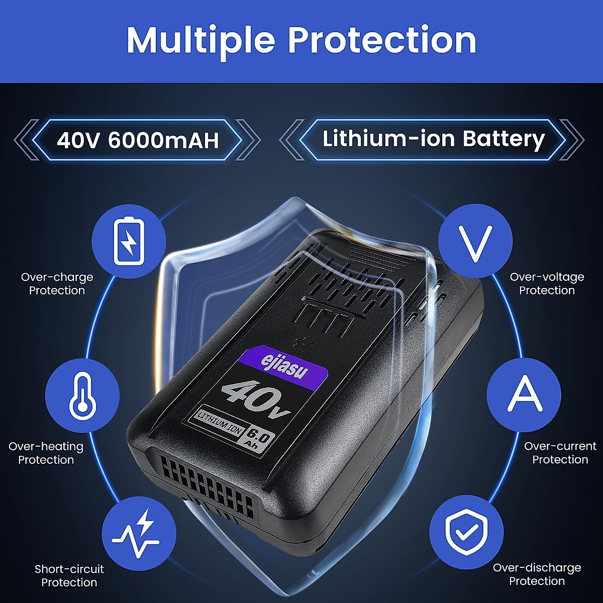 eJiasu Replacement for Kobalt 40V Battery: 6.0Ah Lithium ion Replace for 40 Volt Max Batteries KB-540-06 KB440-06‎ KB240-06 KB2540C-06 KB640-03 Cordless Power Tool Battery (Blue)