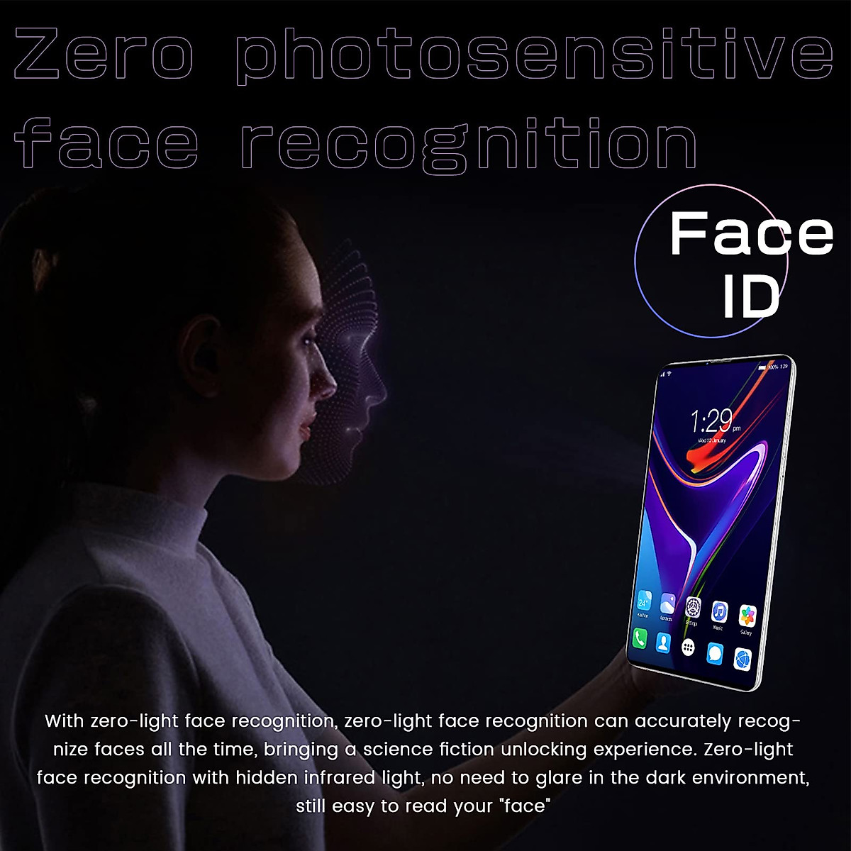 DAUZ Octa Core Tablet, 7 Inch Tablet 7 Inch IPS 3 Card Slots 100‑240V Octa Core for Home (US Plug)