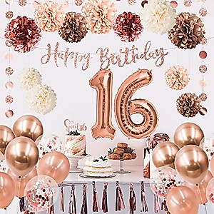 INFITE Sweet 16th Birthday Party Decorations Rose Gold Decor Party Supplies