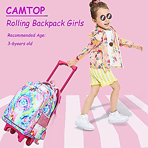 CAMTOP 18 Inch Rolling Backpack With Matching Lunch Bag Girls Boys Roller Bag on Wheels Kids School Bookbags Wheeled Backpack Set