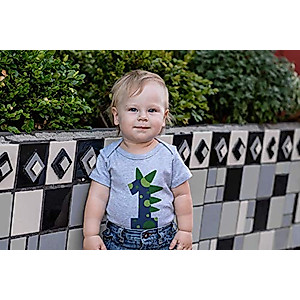 7 ate 9 Apparel Boy's One Dinosaur First Birthday Grey Onepiece 12-18 Months