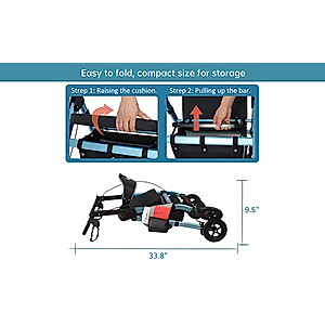 BlessReach Heavy Duty Rollator Walker - Aluminum Rolling Walker for Seniors and Adults with Large Seat, Support Up 450 lbs (Blue)