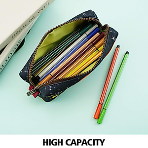 LParkin Space Canvas Galaxy Pencil Case Gifts Pen Bag Pouch Box Gadget Stationary Case Makeup Cosmetic Bag