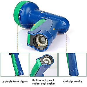 RESTMO Swivel Hose Nozzle, 2-in-1 Hybrid Garden Hose Nozzle and Lawn Sprinkler, Water Hose Sprayer with Adjustable Twisting Spray Head and Self-Lock Trigger, High Pressure Jet and Reduce Hand Fatigue