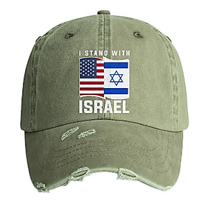Israel Flag Hat I Stand with Israel Hats I Support Israel Baseball Cap Golf USA American Flag Hats Olive-Green