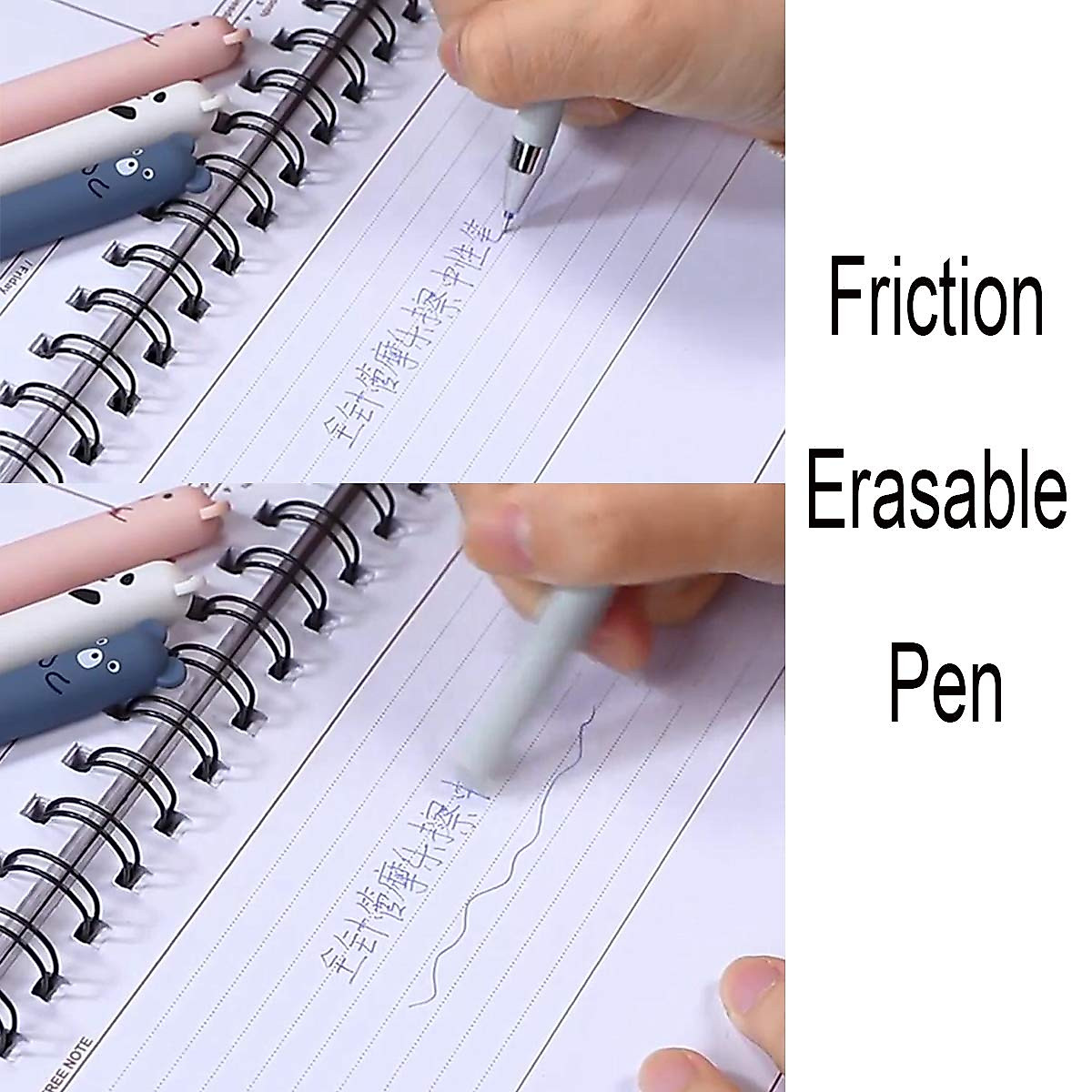 8pcs Cute Kawaii Cartoon Cat Pig Bear Panda Animal Gel Ink Pen Ballpoint 0.35mm Student Pens Rollerball Pens For Student Gift Stationery Office Supplies, Erasable Pen Friction Erasable Pen (Black Ink)