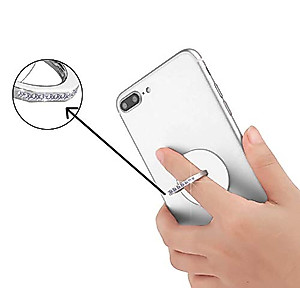 lenoup Transparent Cell Phone Ring Holder Kickstand,Bling Bling Sparkle Diamond Clear Cell Phone Finger Ring Grip Stand(Silver/Rose Gold)