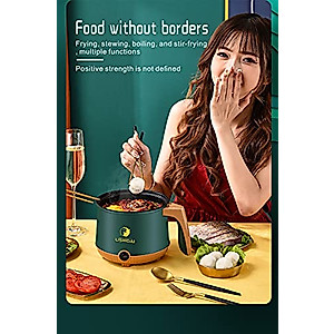 Wilzoe Electric Hot Pot,Mini Hot Pot,Electric Noodle Pot,Electric Pot,Ramen Cooker,Electric Noodle Cooker,Multi-Functional Small Non-Stick Pot for Noodles,Pasta,Dumplings,Soup,Porridge,1.8L(White)