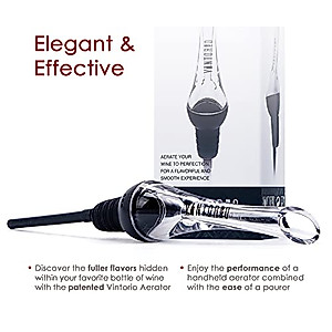 Vintorio Wine Aerator Pourer - Premium Aerating Pourer and Decanter Spout (Black)