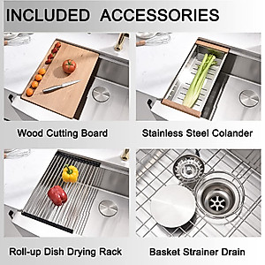 30 Inch Stainless Steel Farmhouse Sink - Abironl 30"x22" Farmhouse Apron Front Farm Sink Ledge Workstation Kitchen Sink 16 Guage Stainless Steel Farm Sink for Kitchens