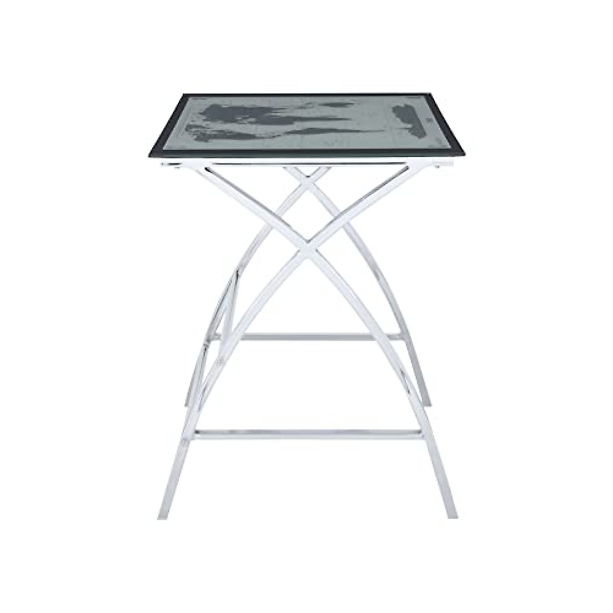 Powell World Map Printing Curved X-Sided Computer Desk, Chrome, 47-1/4" x 23-5/8" x 29-1/2" tall