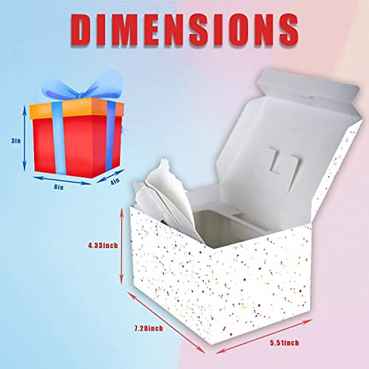 Three Foot Cat Lovely Pop up Confetti Gift Box 7.28x5.51x4.33 inches, Birthday Surprise Confetti Gift Box Surprise Mischievous Box for Kids,Girl, Party Any Occasion