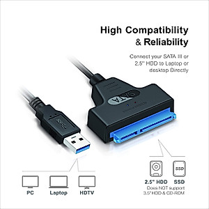 Mediasonic SATA to USB Cable – USB 3.0 / USB 3.1 Gen 1 to 2.5” SATA SSD/Hard Drive Adapter Cable (Optimized for SSD, Support UASP and SATA 3 6.0Gbps Transfer Rate) (HND5-SU3)