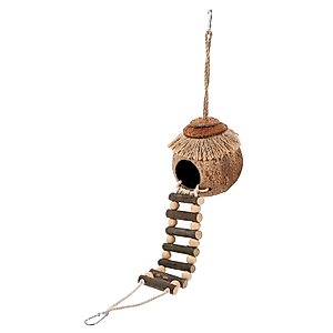 POPETPOP 2 Pcs Parrot Coconut Shell Nest Hamster Bed Natural Hanging Bed Hamster Hanging Bed Warm Sleeping Bag Hamster Warm Bed Pet Supplies Bird Resting Bed Hamster Hanging Nest Bird Nest