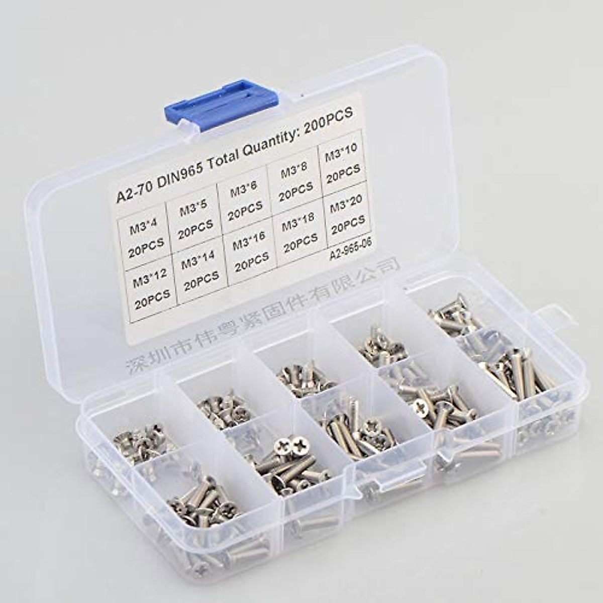 Countersunk Flat Head Mini Screw Set M3 304 Stainless Steel Steel for Computer Notebook for Laptop Screws Kit 200Pcs/set SCRW-020024