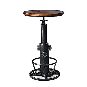 Topower Industrial Bar Table 38.58-48.43" Adjustable Pub Table Kitchen Dining Coffee Bistro Table Silver