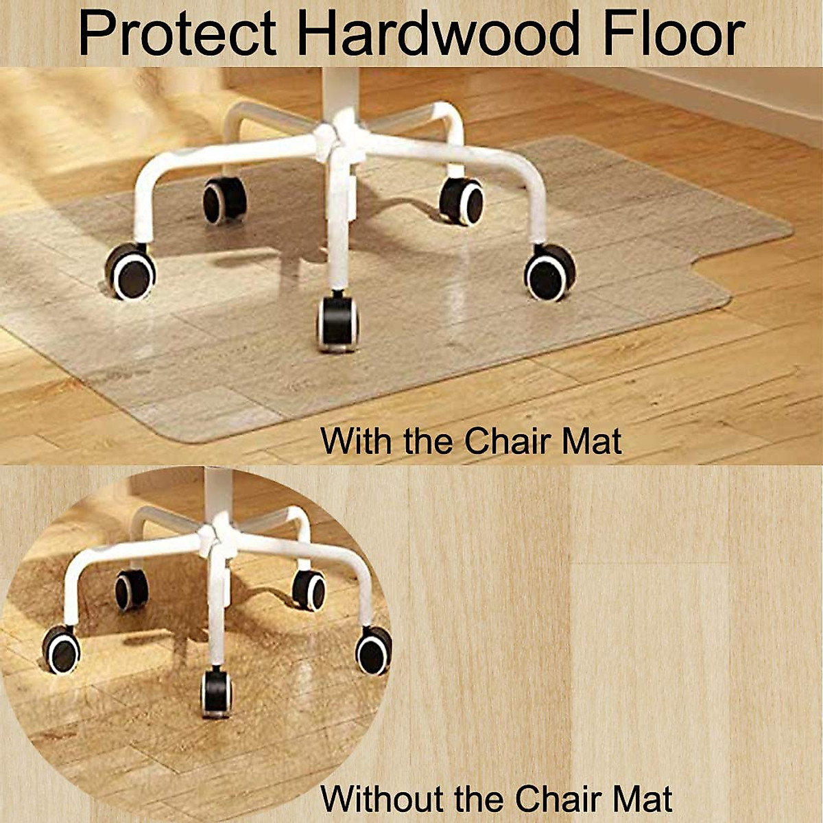 Office Chair Mat for Hardwood Floor 48"x 30" Heavy Duty Hard Floor Chair Mat, Transparent Floor Mats Computer Chair Mats Anti-Slip Wood/Tile Floor Protector for Home Office