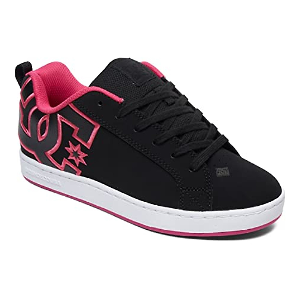 DC Shoes Women's Low-Top Sneakers, Black Pink Stencil, 8
