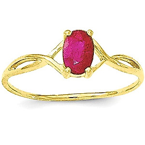 IceCarats 10K Yellow Gold Red Ruby Ring Gemstone Band July Birthstone Jewelry Size 7.00