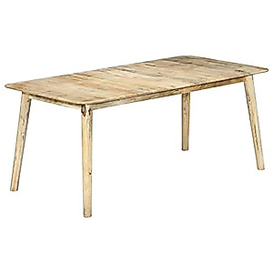 ULUYYUC Dining Table 70.9"x35.4"x29.9" Solid Mango Wood,Multifunctional Party Table Kitchen Tables Living Room Furniture Outdoor Table for Living Room, Kitchen, Backyard, Wedding
