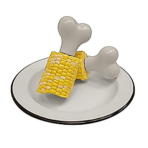 Treasure Gurus Stainless Steel Bone Shaped Handle Corn Cob Holders 2 Prong Novelty BBQ Skewer Fork Picnic Utensil