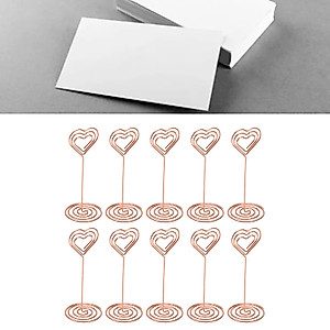 Aladeno 10Pcs Table Number Holders Place Card Holders Photo Holders Table Number Stands Layered Heart Style Stable Base Metal Place Card Holder for Wedding Party Office (Rose Gold)