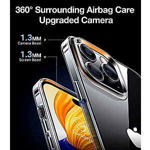 TORRAS Crystal Clear Designed for iPhone 14 Pro Case, [Anti-Yellowing][Ultra-Thin] Military Grade Drop Protection, Slim iPhone 14 Pro Case Clear, Scratch-Resistant Transparent TPU Phone Cover, Clear