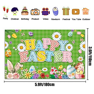 Large 71" X 43" Happy Easter Banner, Colorful Happy Easter Backdrop, Easter Party Backdrop for Easter Decorations, Easter Party Decorations Banner for Spring Easter Birthday tineit